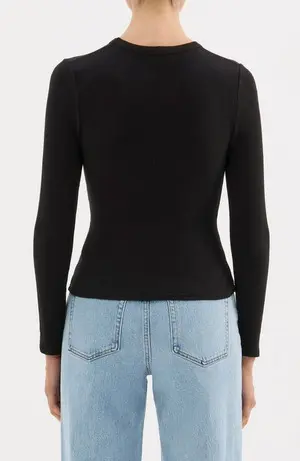 Nude Lucy Ribbed Long Sleeve Crewneck Tee - Black
