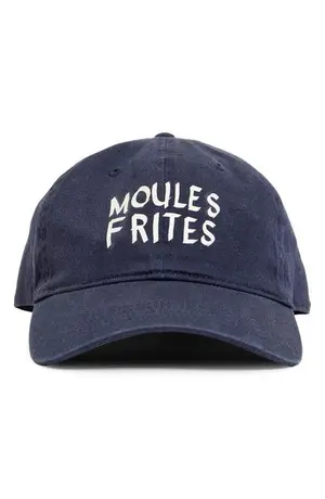 Clare V. Moules Frites Embroidered Baseball Cap - Navy