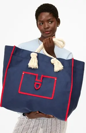 Clare V. Beach Marine Canvas Tote