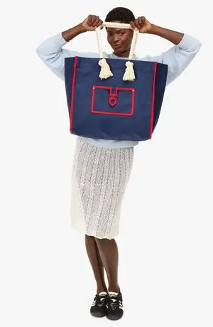 Clare V. Beach Marine Canvas Tote