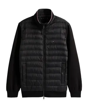 Tommy Hilfiger Quilted-panel Zip-up Jacket - Black