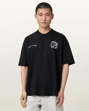 ALLSAINTS Caller Oversized Short Sleeve Graphic T-shirt Black