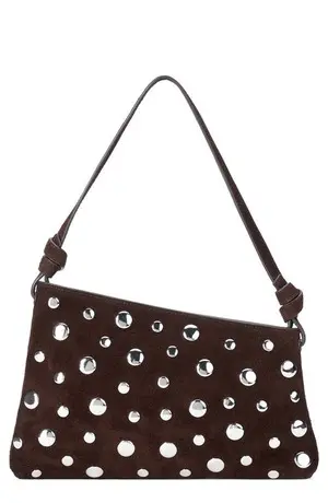 Staud Dani Mini Leather Shoulder Bag With Grommets - Espresso Studs