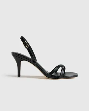 Quince Italian Leather 75mm Slingback Heeled Sandal - Black