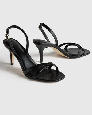 Quince Italian Leather 75mm Slingback Heeled Sandal - Black