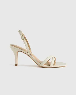 Quince Italian Leather 75mm Slingback Heeled Sandal - Bone