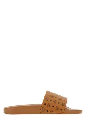 Mcm Camel Canvas Slippers - Brown