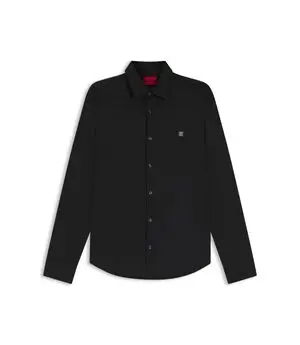 Hugo Slim-fit Shirt In Stretch-cotton Canvas - Black