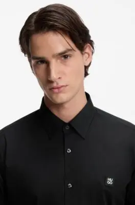 Hugo Slim-fit Shirt In Stretch-cotton Canvas