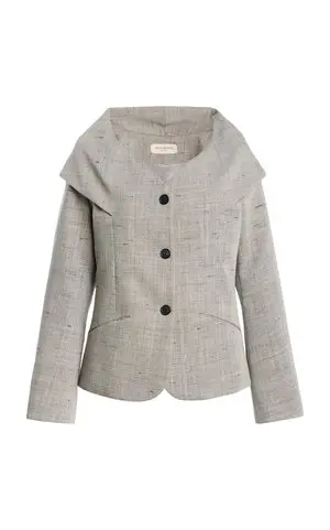 KALLMEYER KALLMEYER Ansel Speckled Wool Shawl Blazer Silver