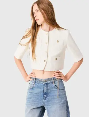 Maje Short-sleeved Tweed Jacket