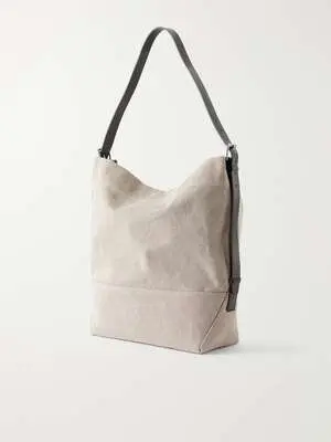 LEMAIRE Leather-trimmed Canvas Tote Bag
