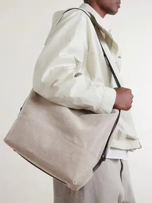 LEMAIRE Canvas Tote Bag With Leather Trim - Neutrals