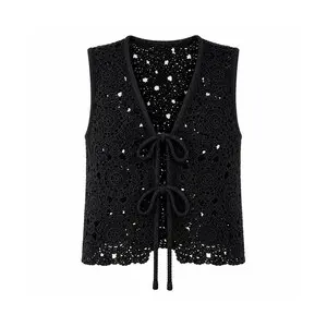 IZABELA MANDOIU Crochet Tie-front Vest