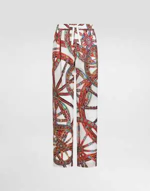 Dolce & Gabbana Carretto-print Linen Jogging Trousers - Multicolor