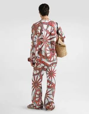 Dolce & Gabbana Carretto-print Linen Jogging Trousers