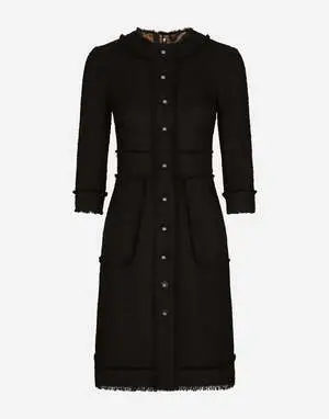 Dolce & Gabbana Raschel Tweed Midi Dress - Black