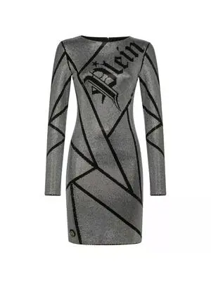 Philipp Plein Crystal-embellished Logo-print Mini Dress