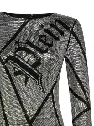 Philipp Plein Crystal-embellished Logo-print Mini Dress