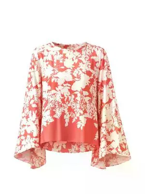 Agnona Floral Print Silk Blouse