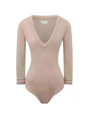 La Perla Braid-trimmed V-neck Bodysuit