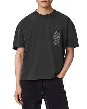 ALLSAINTS Ignis Tattoo Graphics Logo T-shirt - Washed Black