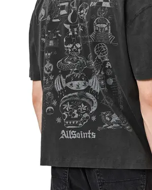 ALLSAINTS Ignis Tattoo Graphics Logo T-shirt - Washed Black