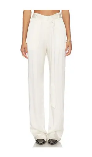 Lapointe High Waisted Belted Pant In White - Cream