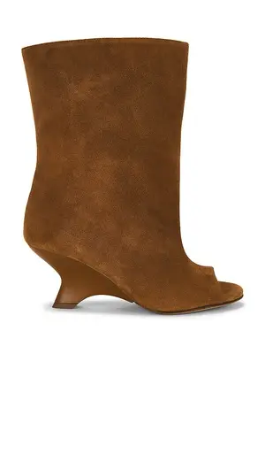 GIA BORGHINI Gia Heeled Open Toe Boot In Cognac - Camel