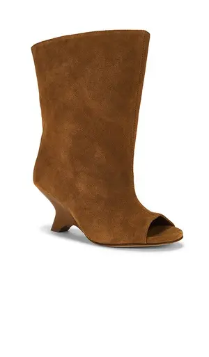 GIA BORGHINI Gia Heeled Open Toe Boot In Cognac