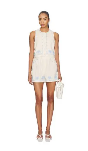 Blanknyc Sleeveless Top With Lace Trim And Embroidery