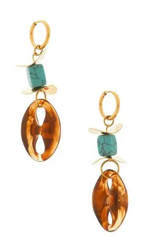 PETIT MOMENTS Acrylic Link Drop Earrings - Teal