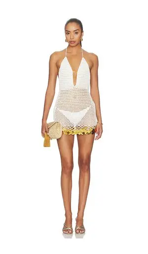 Superdown Elaranna Crochet Mini Dress With Sequined Hem - Ivory