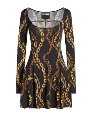 Versace Viscose Elastane Logo Print Mini Dress