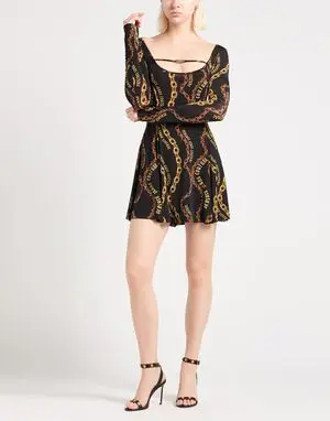 Versace Viscose Elastane Logo Print Mini Dress