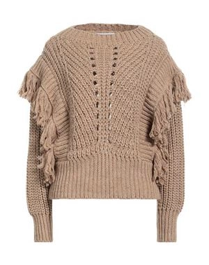 GAELLE PARIS Heavy-weight Knit Sweater With Fringes - Beige
