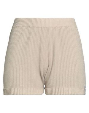 HINNOMINATE High Waisted Knitted Shorts With Folded Hem - Beige