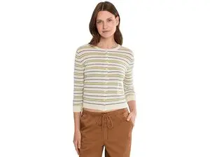 Vince Striped 3/4 Sleeve Cardigen Sweater Dandelion Combo