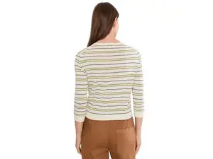 Vince Striped 3/4 Sleeve Cardigen Sweater Dandelion Combo