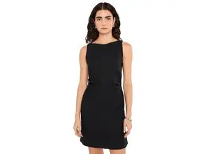 Madewell Boatneck Linen Mini 100% Linen Dress Jet - Black
