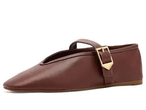 Schutz Vick Buckle Flat Shoes - Brown