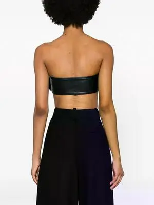 Moschino Cropped Faux Leather Bandeau Top With Buckle Detail