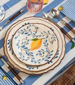 LES-OTTOMANS Ceramic Positano Lemons Dessert Plate