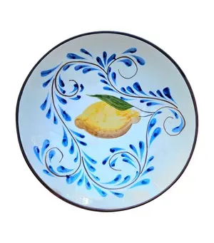 LES-OTTOMANS Ceramic Positano Lemons Bowl - Blue