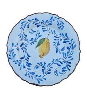 LES-OTTOMANS Ceramic Positano Lemons Charger Plate - Blue