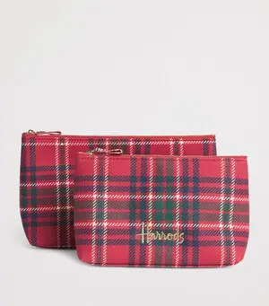 Harrods Medium Tartan Logo Pouch