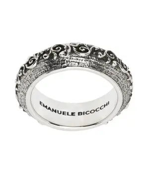 Emanuele Bicocchi Floral Pattern Ring - Silver