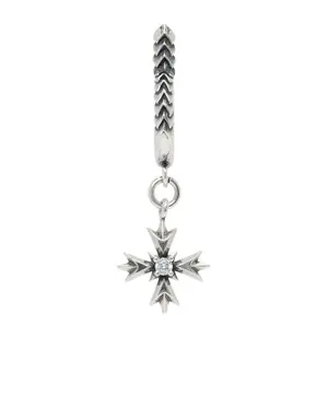 Emanuele Bicocchi Crest Crystal Hoop Single Earring - Silver