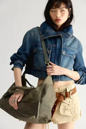 Free People Washed Canvas Weekender Bag - Olive