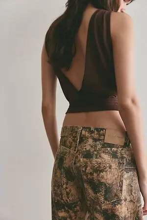 Free People We The Free Fable Printed Low-rise Twisted Jeans - Snake Combo